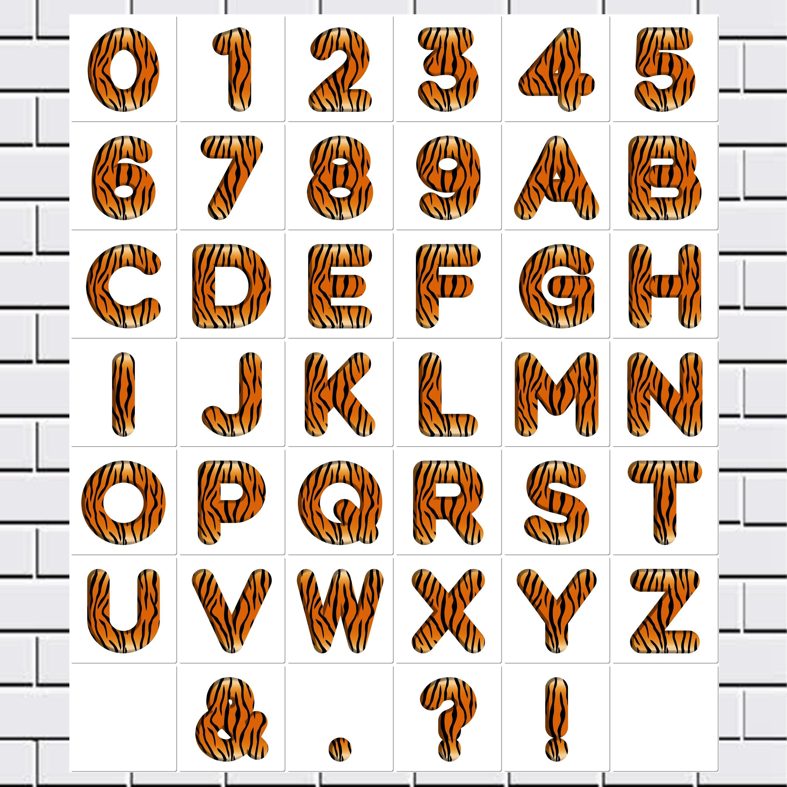 Tiger Alphabet and Numbers,tiger Font,tiger Letters Png Clipart,animal ...