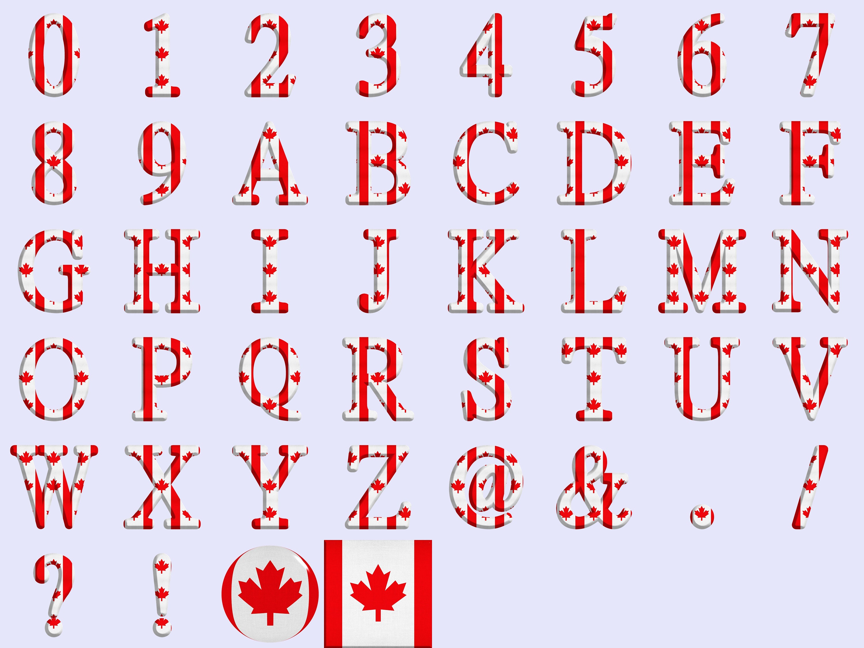 Canadian Flag Alphabet Clipart Sublimation Printablesmaple - Etsy