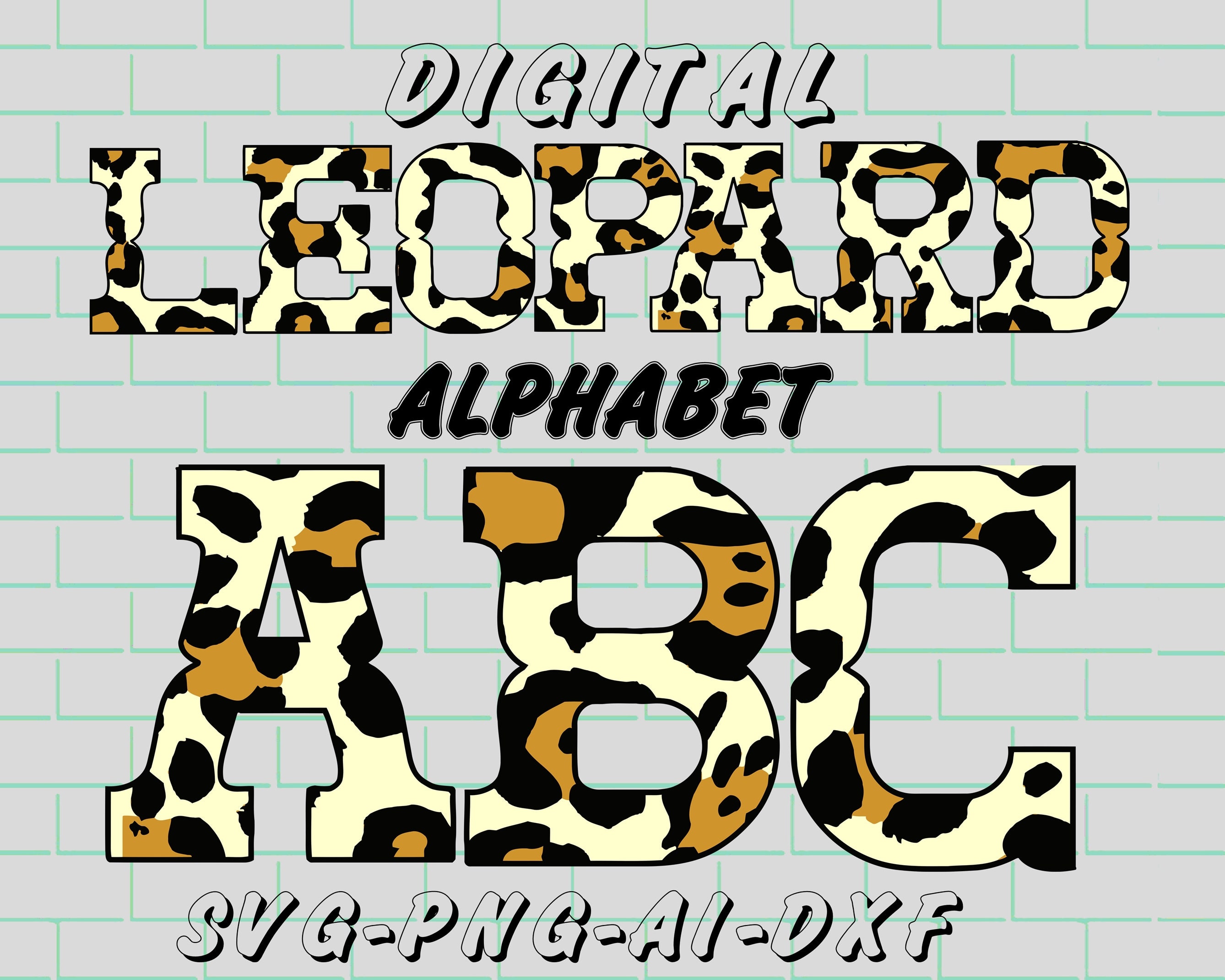 Leopard Alphabet Clip Art, Leopard Pattern Letters Numbers Svg File ...