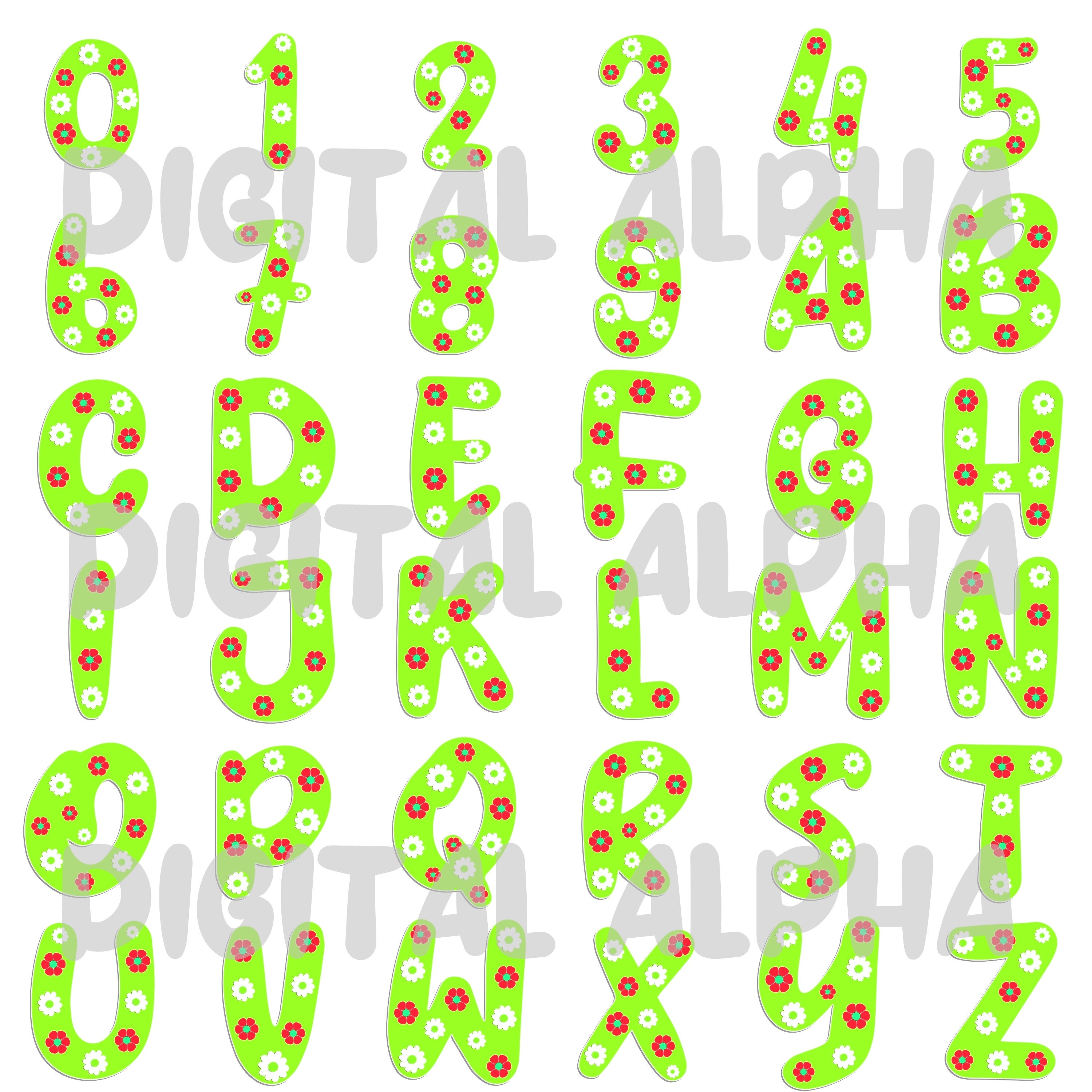 Colorful Flower Alphabet Set, Flower Letter PNG, Printable DIY Alphabet ...