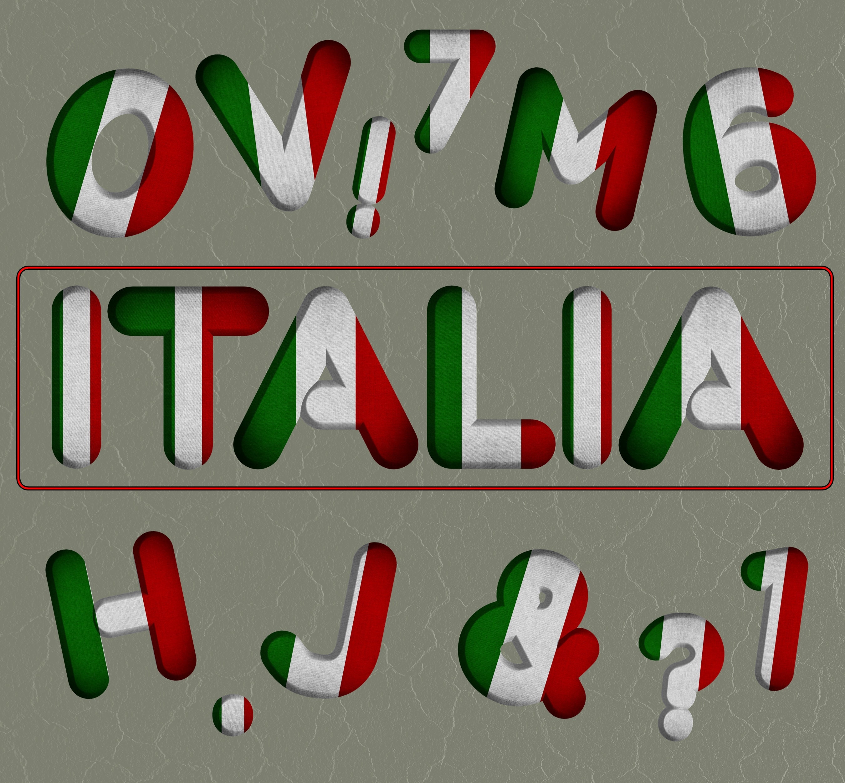 3d Italy Flag Font,italian Fabric Textured Letters,italian National ...