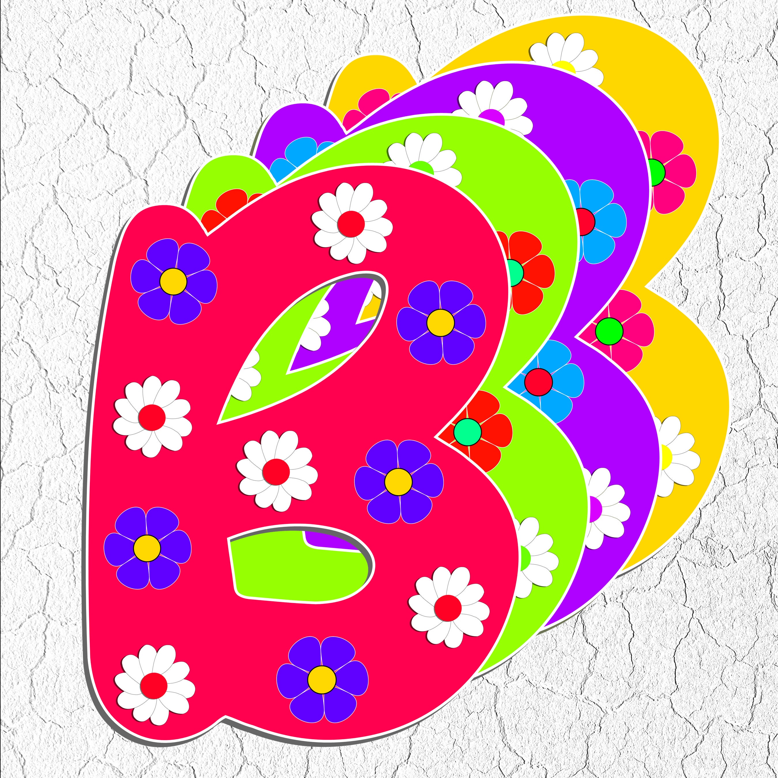 Colorful Flower Alphabet Set, Flower Letter PNG, Printable DIY Alphabet ...