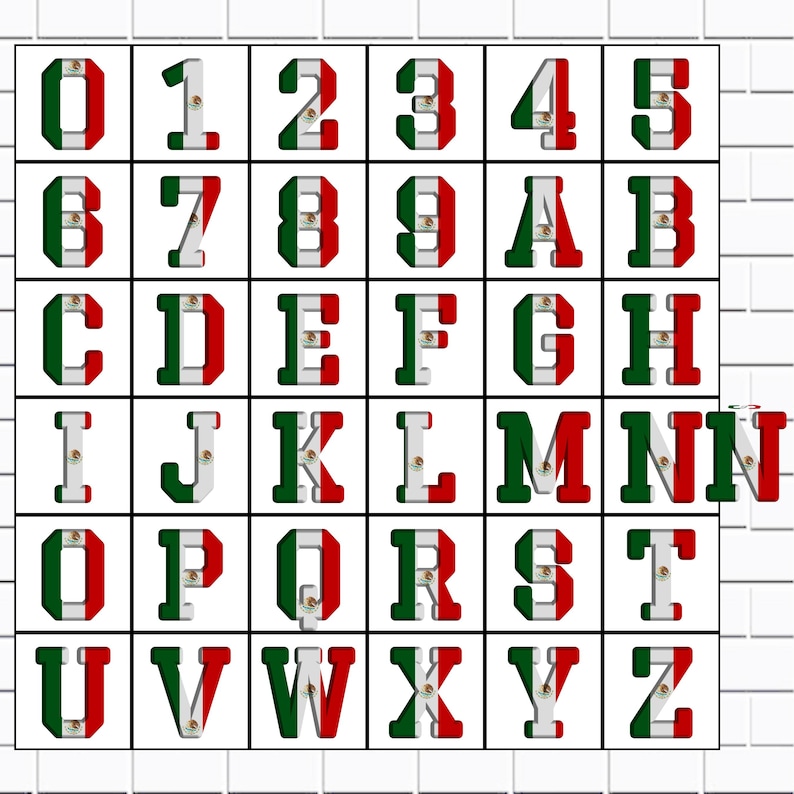 Mexican Flag Sports Letters: Eagle Emblem, PNG Alphabet (digital ...