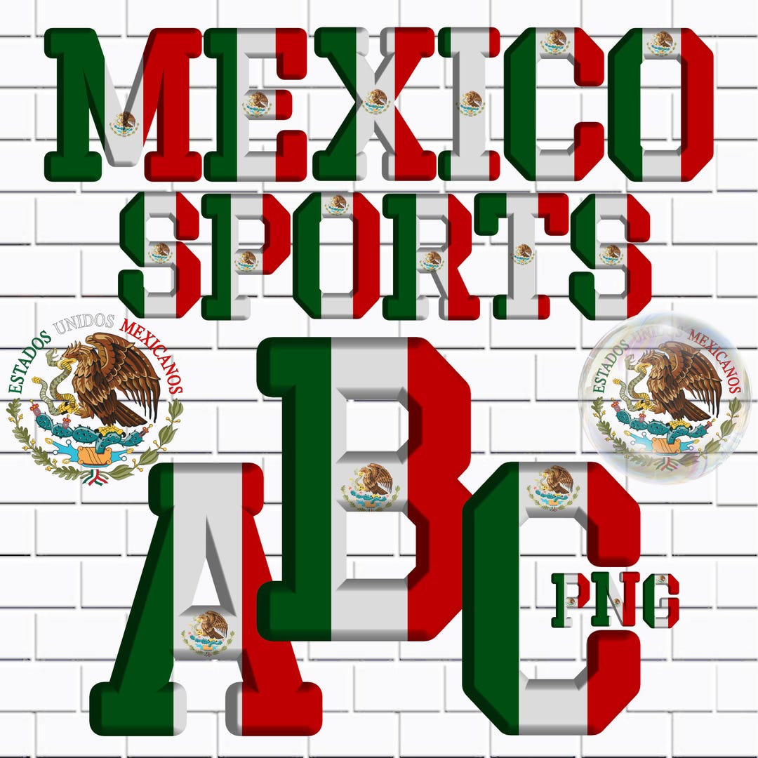 Mexican Flag Sports Letters: Eagle Emblem, PNG Alphabet (digital ...