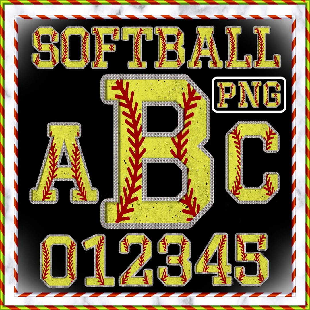 Softball Chenille Patch Alphabet & Numbers PNG: Varsity Letters ...
