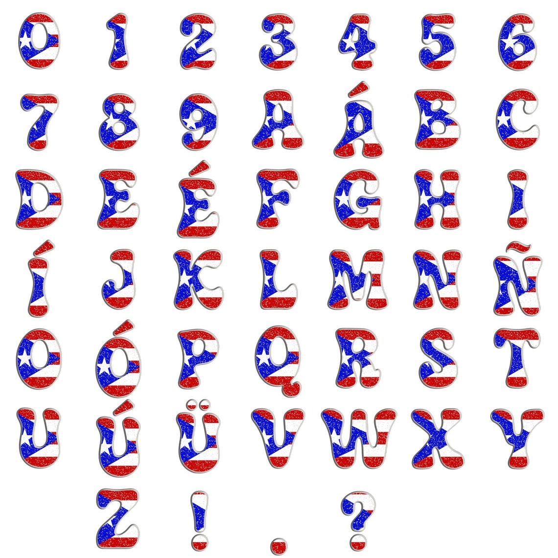 Puerto Rico Christmas Alphabet PNG Bundle,puerto Rican Flag Letters ...
