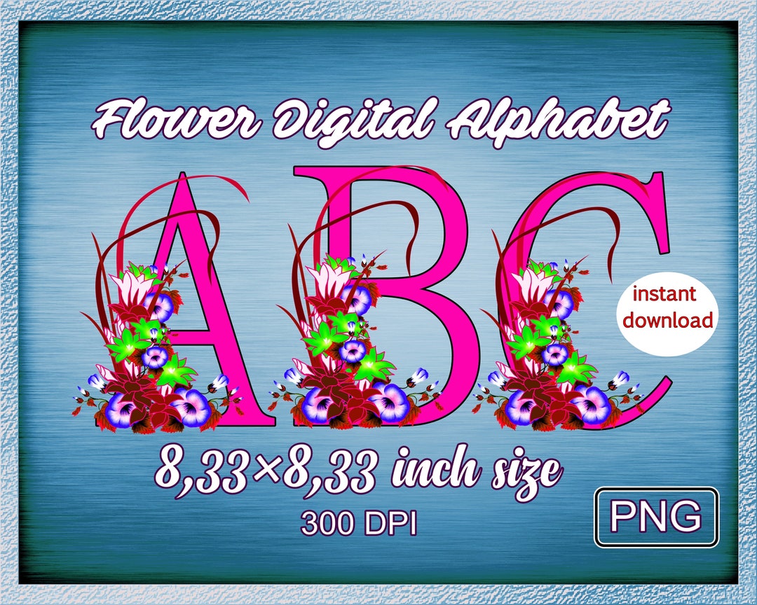 Wildflower Alphabet PNG Clipart: Scrapbooking Letters (digital Download ...