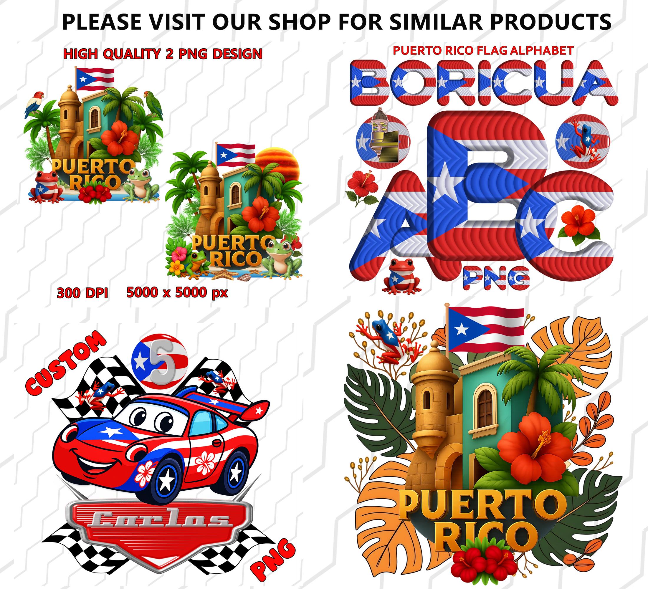 Puerto Rico Flag Alphabet PNG Clipart: Gold Framed Letters (digital ...