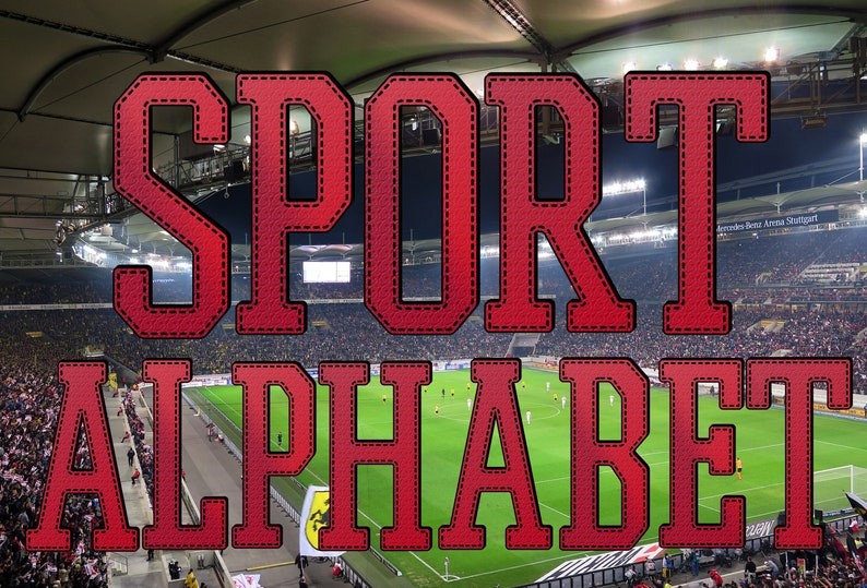 Varsity Red Sports Font Alphabet Clip Art, Jersey Letters, Numbers for ...