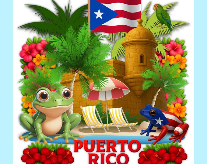 Puerto Rico Digital Design PNG Set | Puerto Rican Flag Art | Tropical ...
