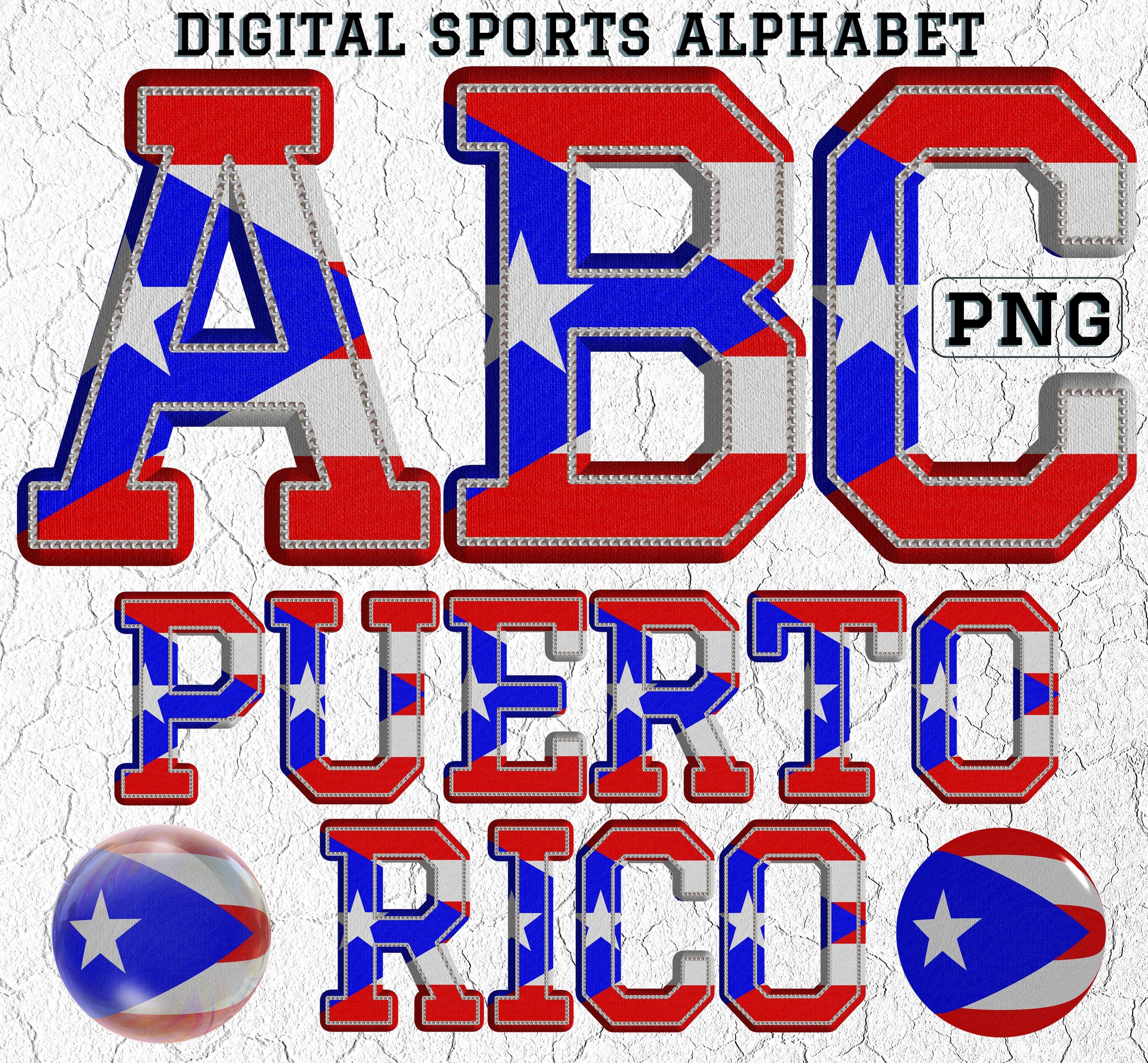 Puerto Rico Flag Alphabet Clipart: Patriotic Letters PNG - Etsy