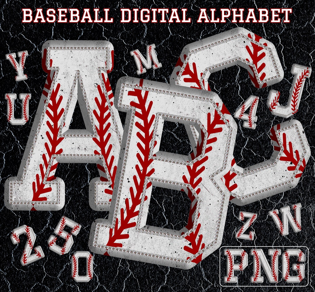 Baseball Font Png,3d Baseball Chenille Alpha & Numbers,varsity,school ...