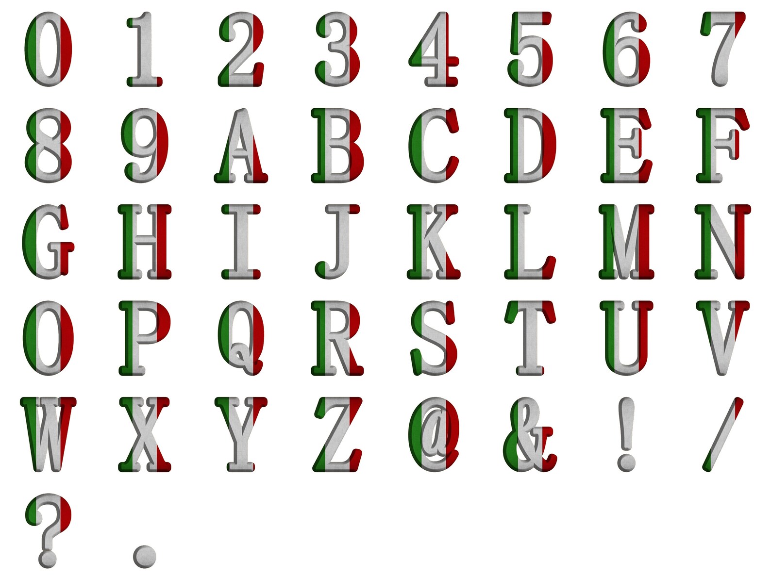 Italian Flag Font Png Clipart,abc Italian Flag Clipart,italy Themed ...