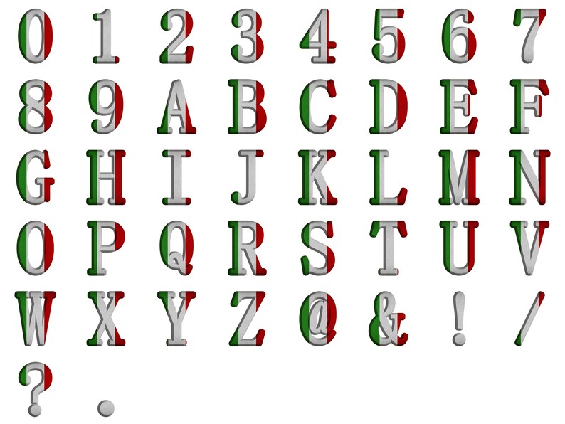 Italian Flag Font Png Clipart,abc Italian Flag Clipart,italy Themed ...