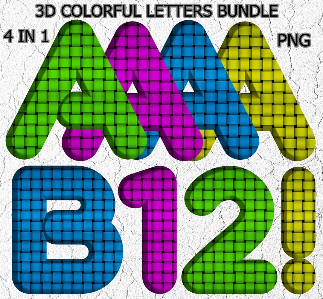 3D Basket Weave Font Clipart: Colorful Braided Letters (PNG) - Etsy UK