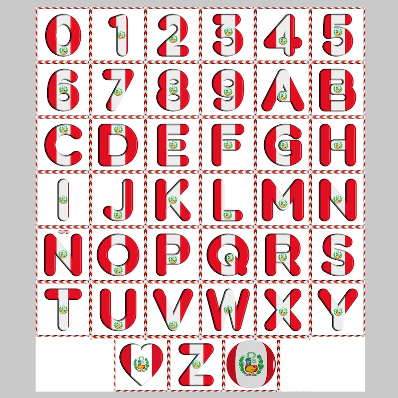 Peru Flag Font Png Clipart, Peruvian Colors Alphabet, Red White Letters ...