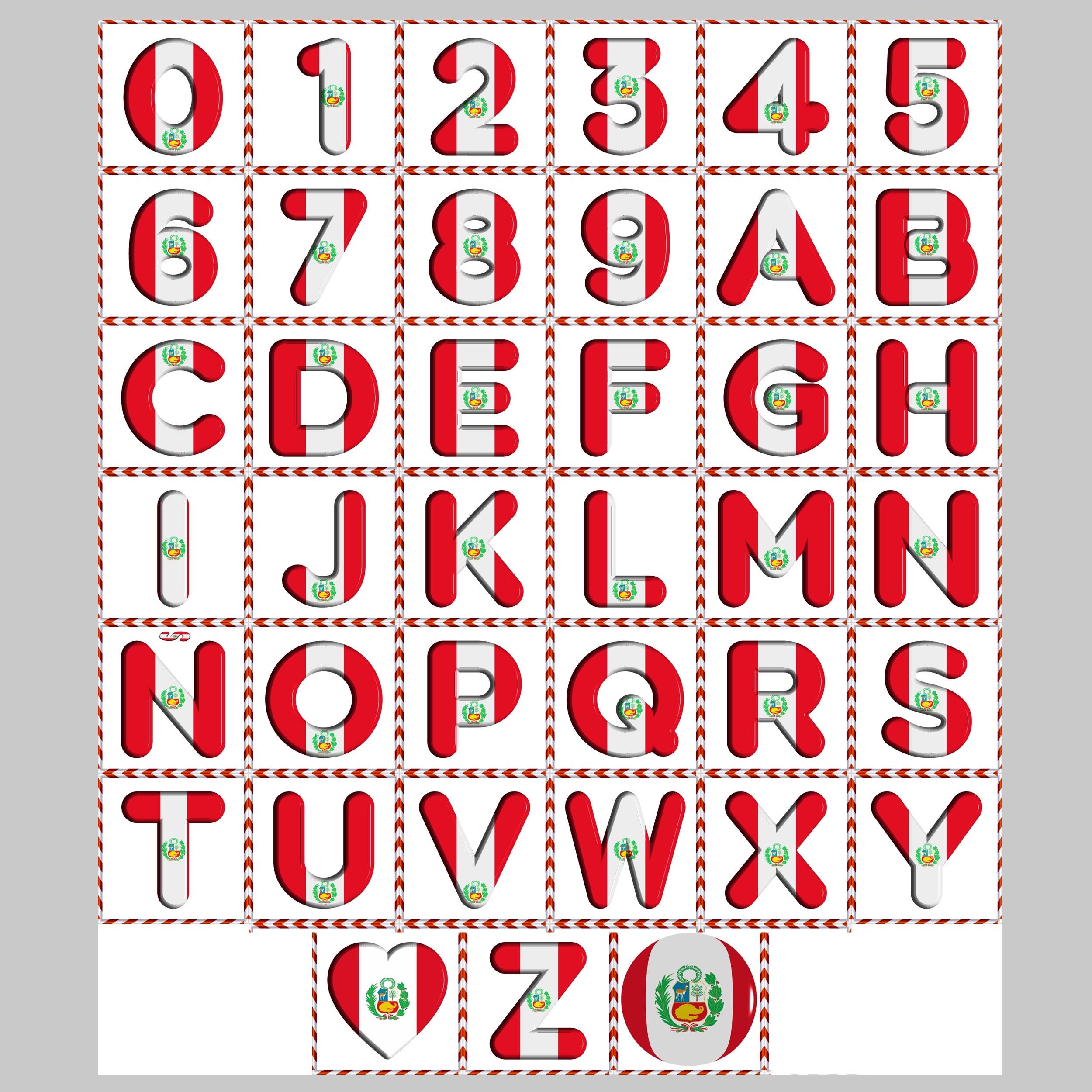 Peru Flag Font Png Clipart, Peruvian Colors Alphabet, Red White Letters ...