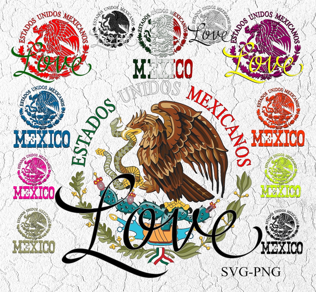 Paquete svg escudo de armas de la bandera mexicana, diseño de águila mexicana, Sello de México ...
