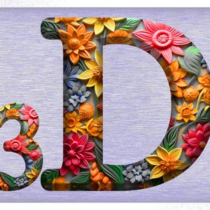 3D Flower Alphabet Clipart,3d Letters Numbers,glitter Colors Alphabet ...
