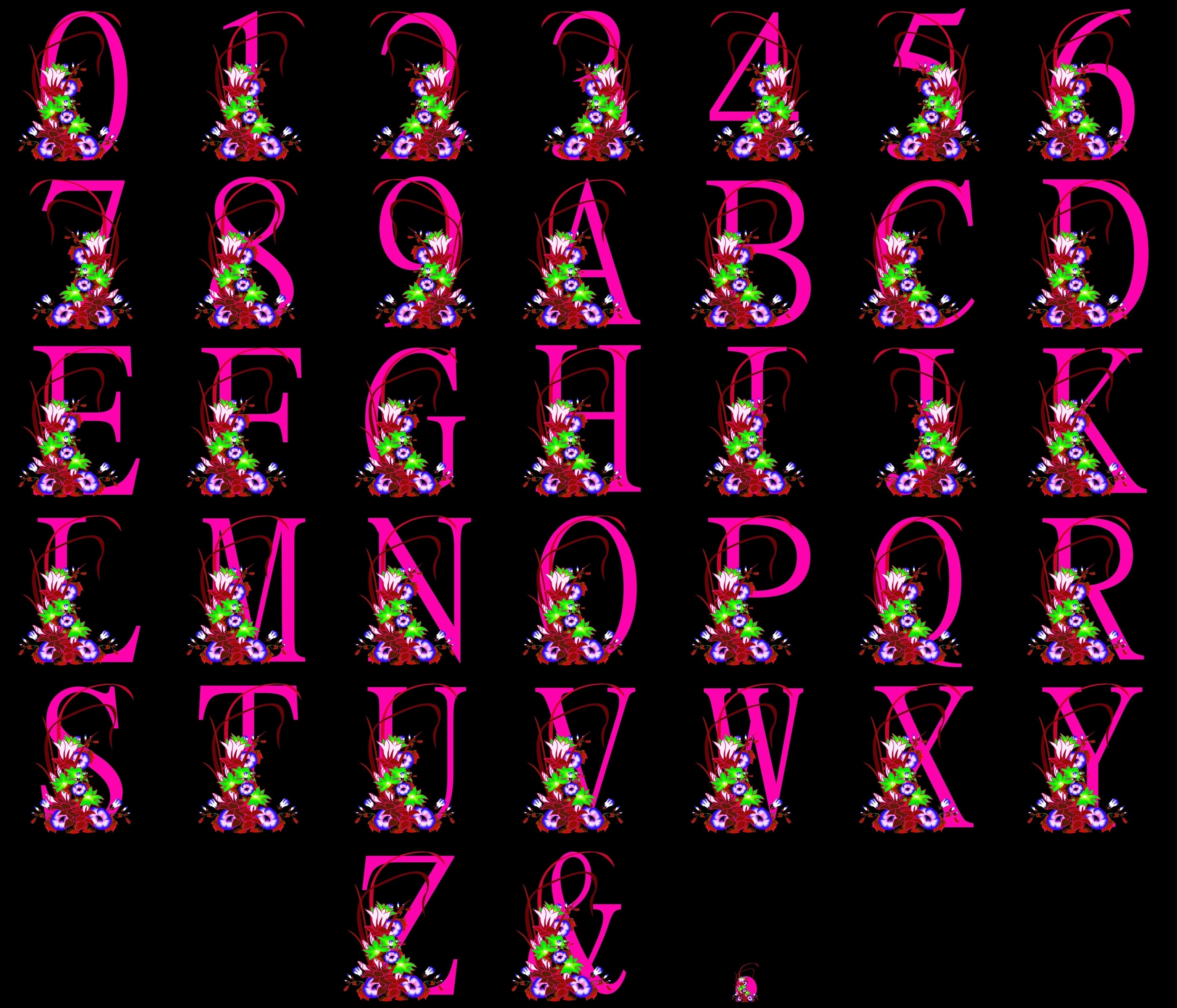 Pink Flower Font Png Clip Art,wildflowers Letters,scrapbooking,digital ...