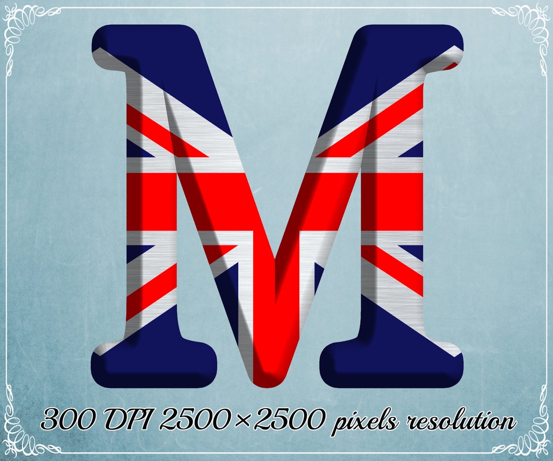 UK Flag Alphabet Clipart, English Letters,union Jack Blue Red and White ...