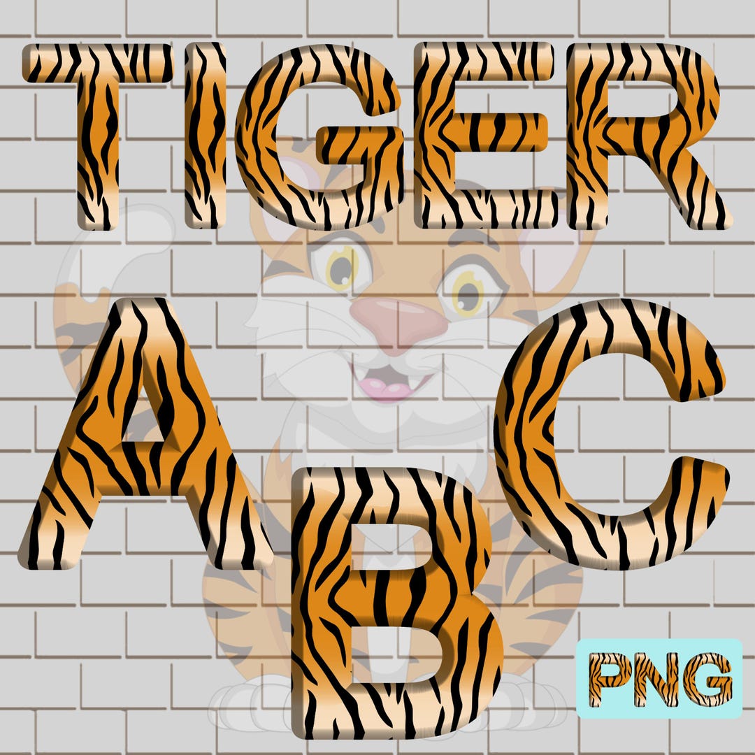 Tiger Letters & Numbers | Tiger Font,clipart,animal Print Alphabet A ...