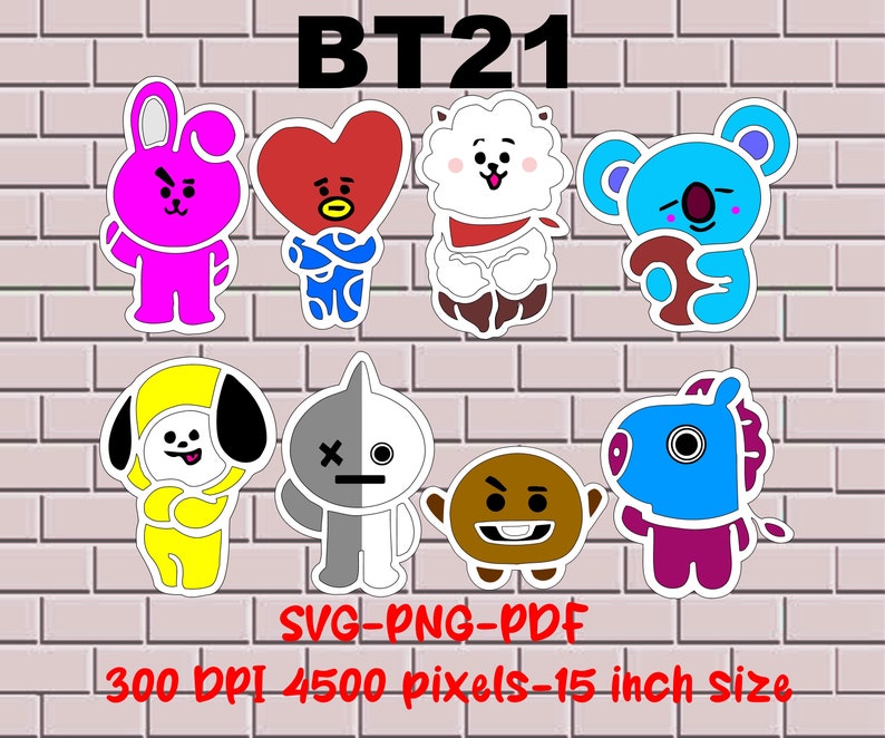 BT21 Svg,bts PNG Digital Stickers,kpop Svg,k Pop Png Clipart,korean ...