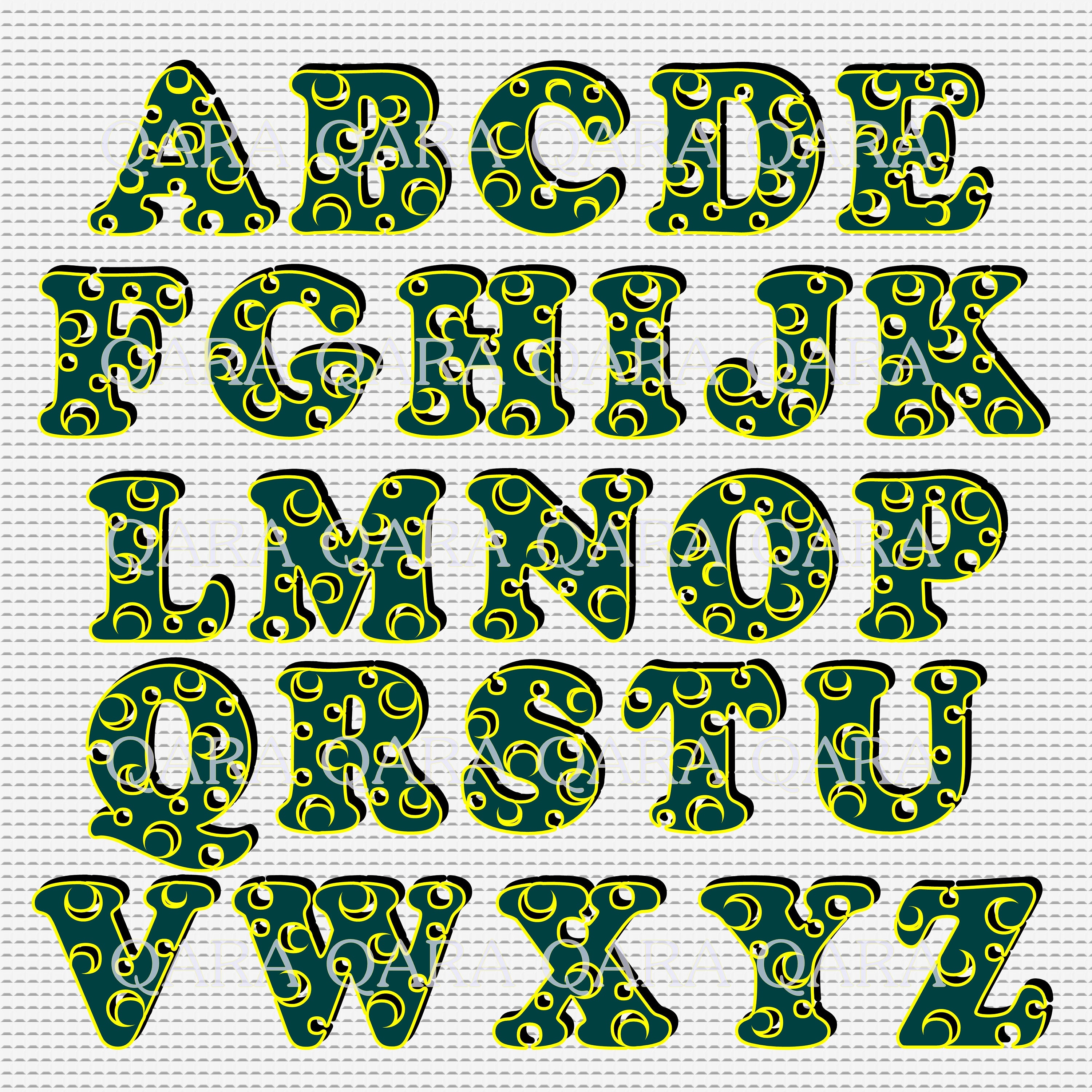 Printable Bubbly Alphabet Clip Art ,doodle Letters , Uppercase Alphabet ...