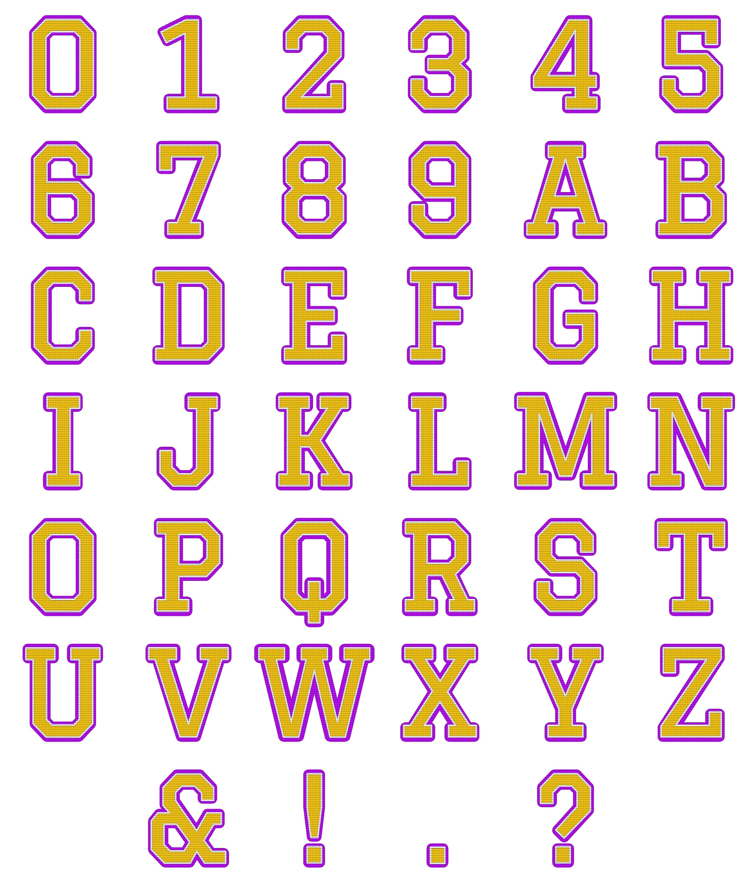 Embossed Sports Font Alphabet: Colorful Varsity Letters (PNG) - Etsy