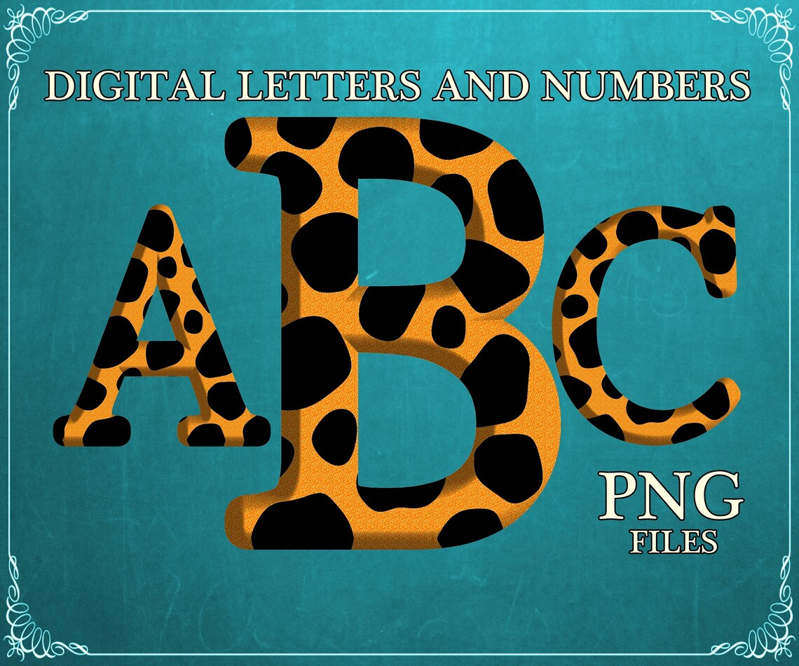 Leopard Letters and Numbers,orange Black Dotted Letters Clipart ...