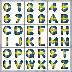Swedish Flag Alphabet Clipart Bundle: Letters, Numbers, Map (PNG, SVG ...