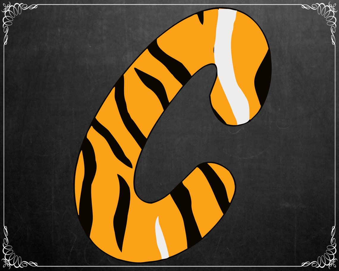 Tiger Pattern Alphabet Svg Clip Art Tiger Letters Png Animal - Etsy