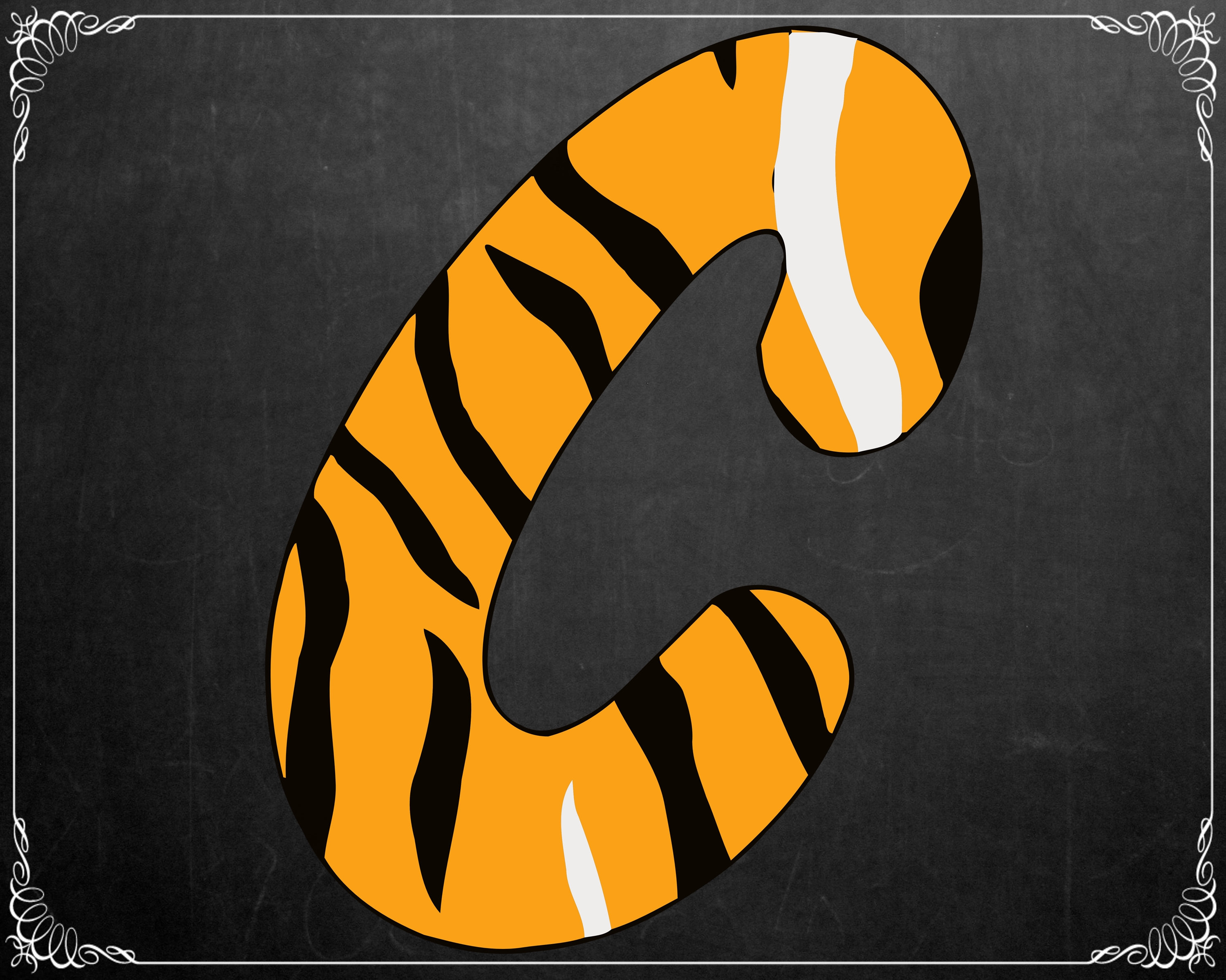 Tiger Pattern Alphabet Svg Clip Art Tiger Letters Png Animal - Etsy