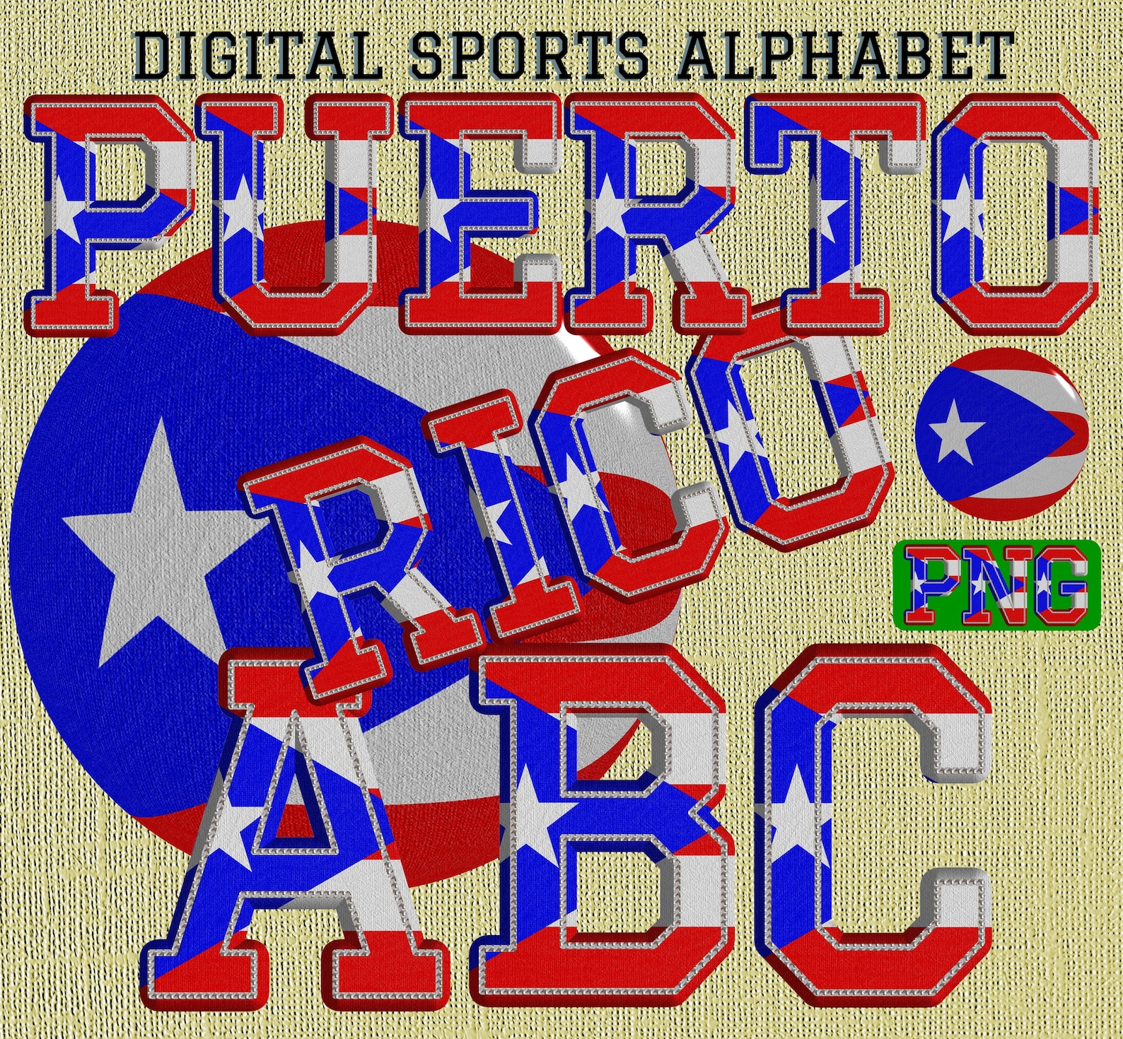 Puerto Rico Flag Alphabet Clipart: Patriotic Letters PNG - Etsy