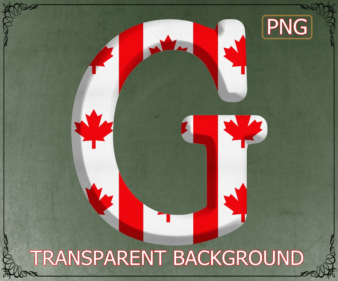 Canadian Flag Alphabet Clipart Sublimation Printablesmaple - Etsy