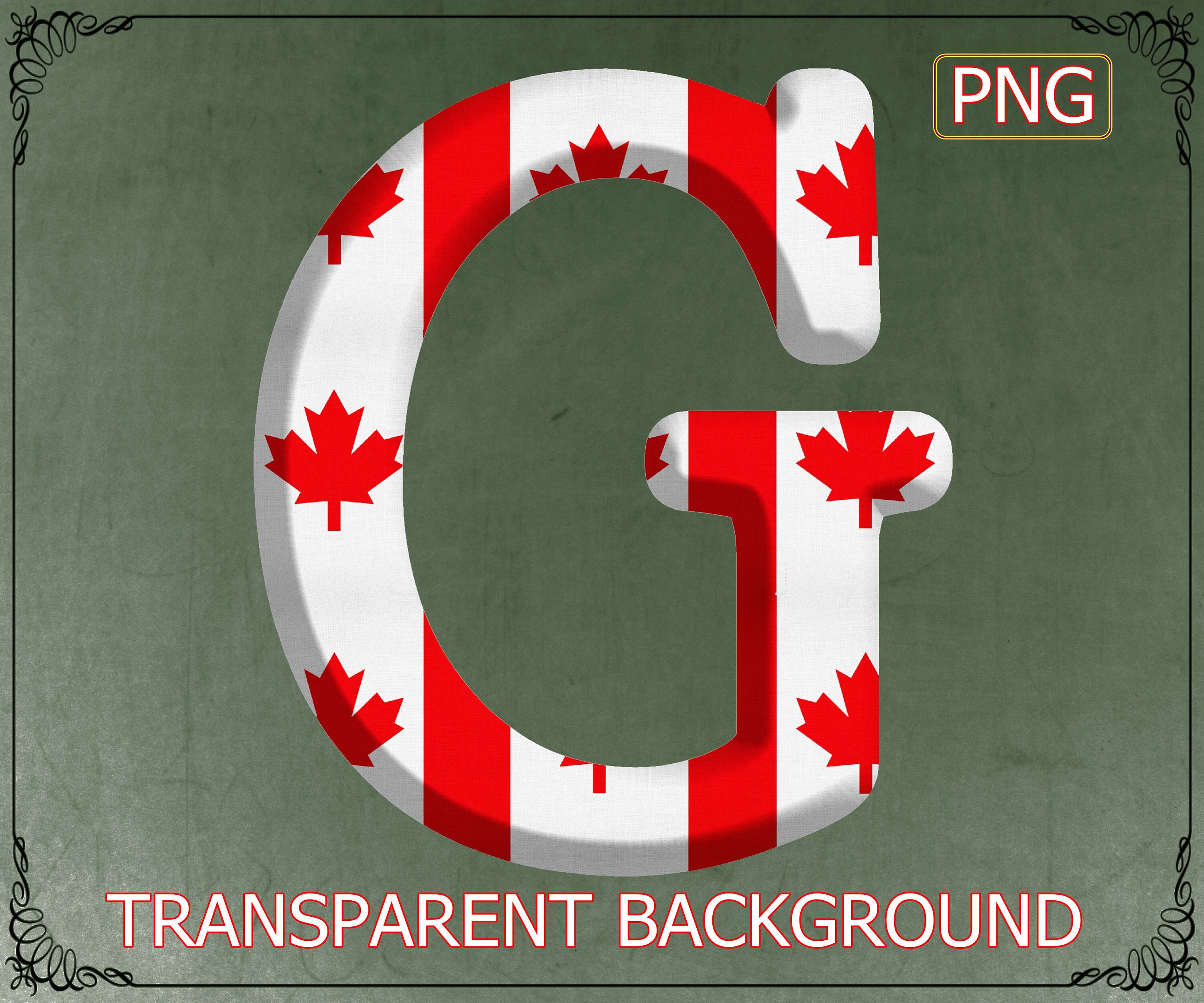 Canadian Flag Alphabet Clipart Sublimation Printablesmaple - Etsy