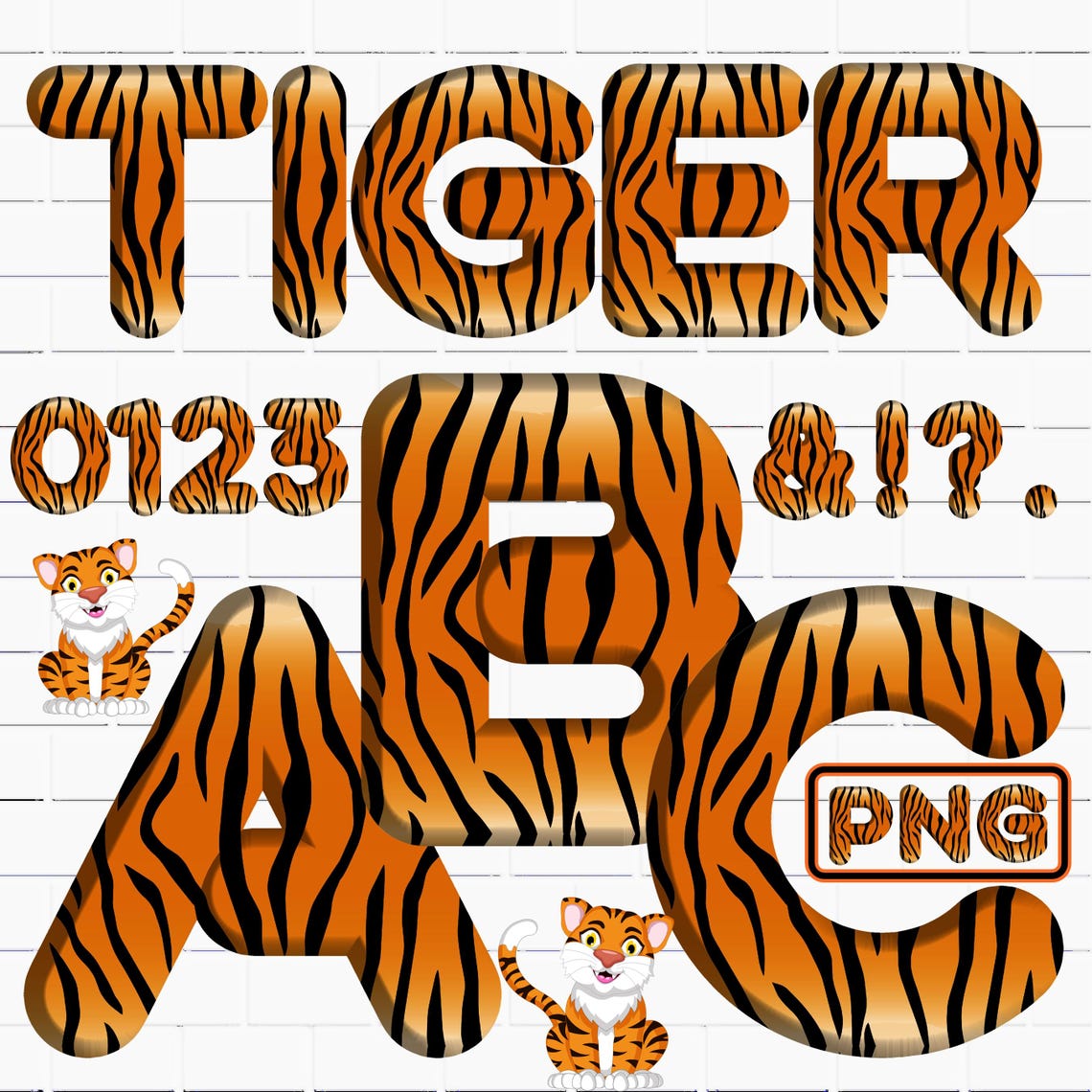 Tiger Alphabet and Numbers,tiger Font,tiger Letters Png Clipart,animal ...