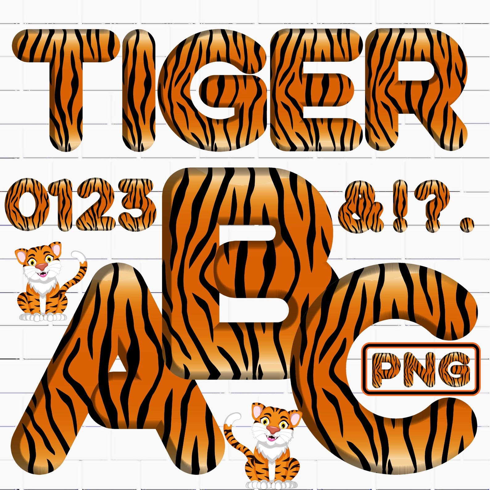 Tiger Alphabet and Numbers,tiger Font,tiger Letters Png Clipart,animal ...