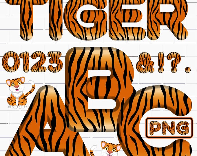 Tiger Print Alphabet & Numbers: PNG Clipart (digital Download) - Etsy