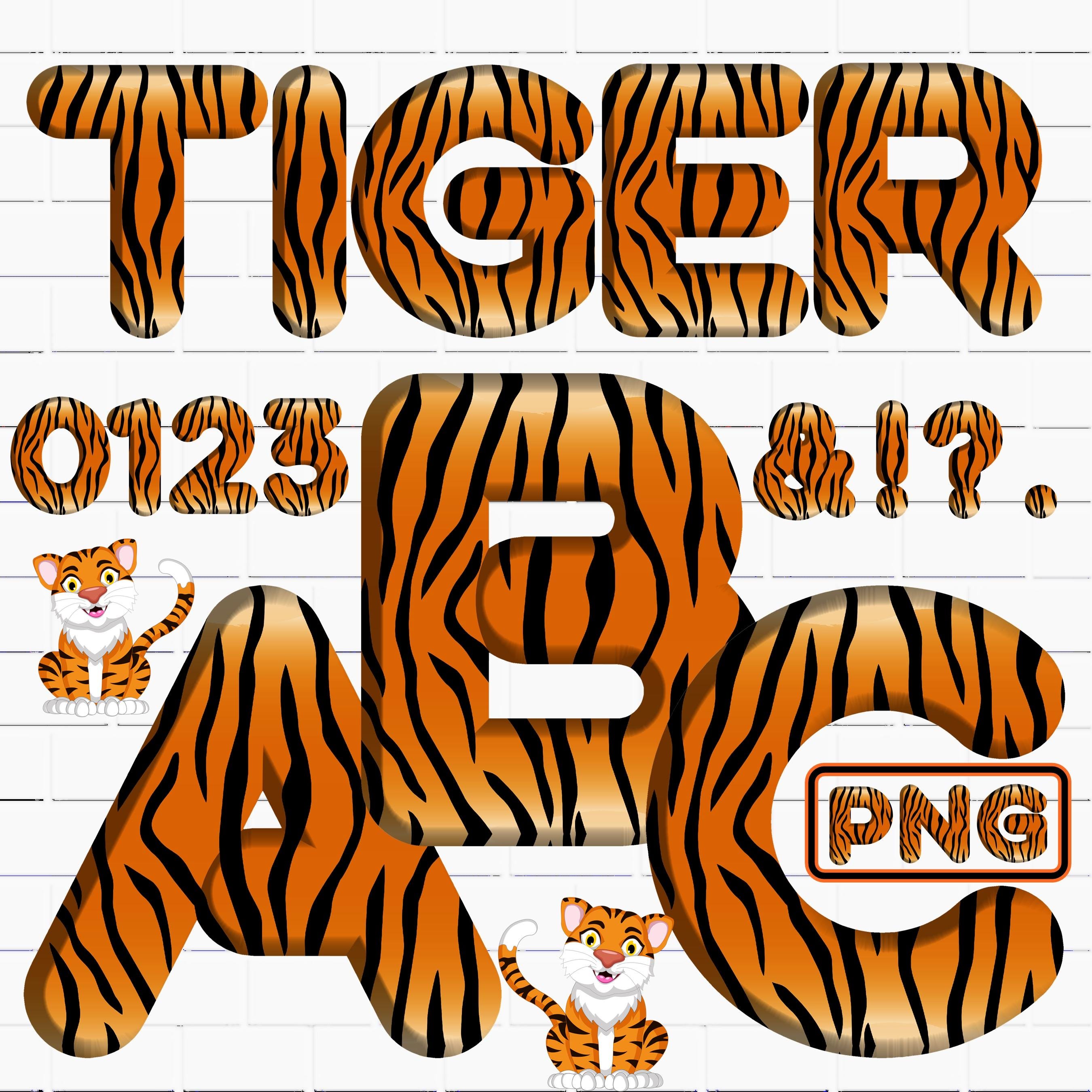Tiger Alphabet and Numbers,tiger Font,tiger Letters Png Clipart,animal ...