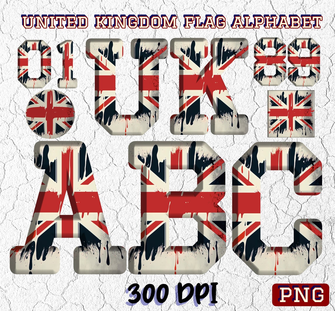 British Flag Alphabet Clip Art,united Kingdom Flag Sports Letters,union ...