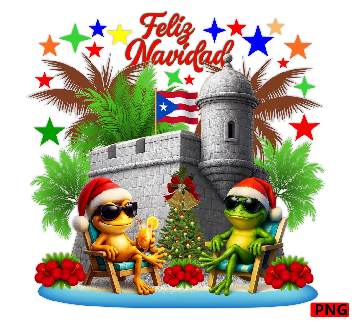 Puerto Rican Christmas PNG Tropical Navidad Boricua Design - Etsy