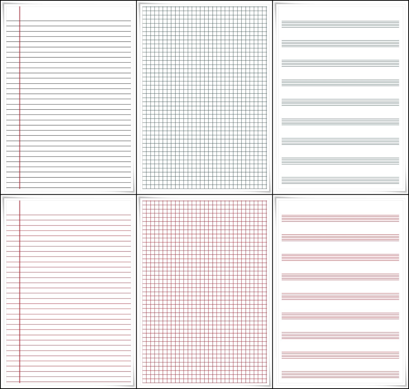 Printable Lined Paper Graph Paper PDF. Grid Paper.musical Note Paper ...