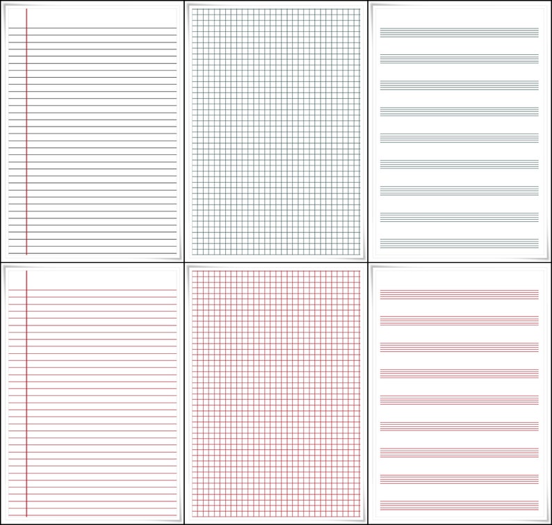 Printable Lined Paper Graph Paper PDF. Grid Paper.musical Note Paper ...