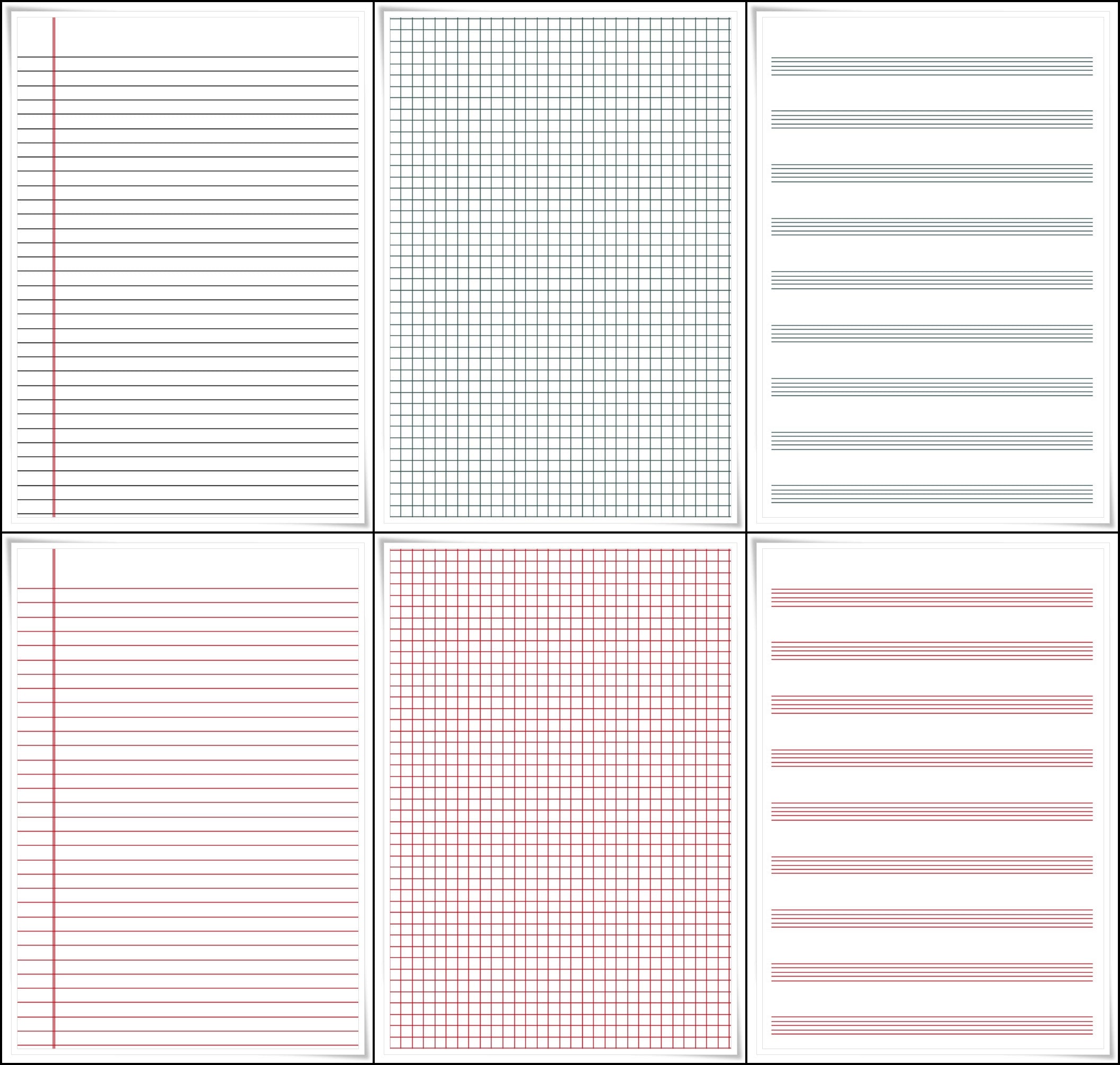 Printable Lined Paper Graph Paper PDF. Grid Paper.musical Note Paper ...