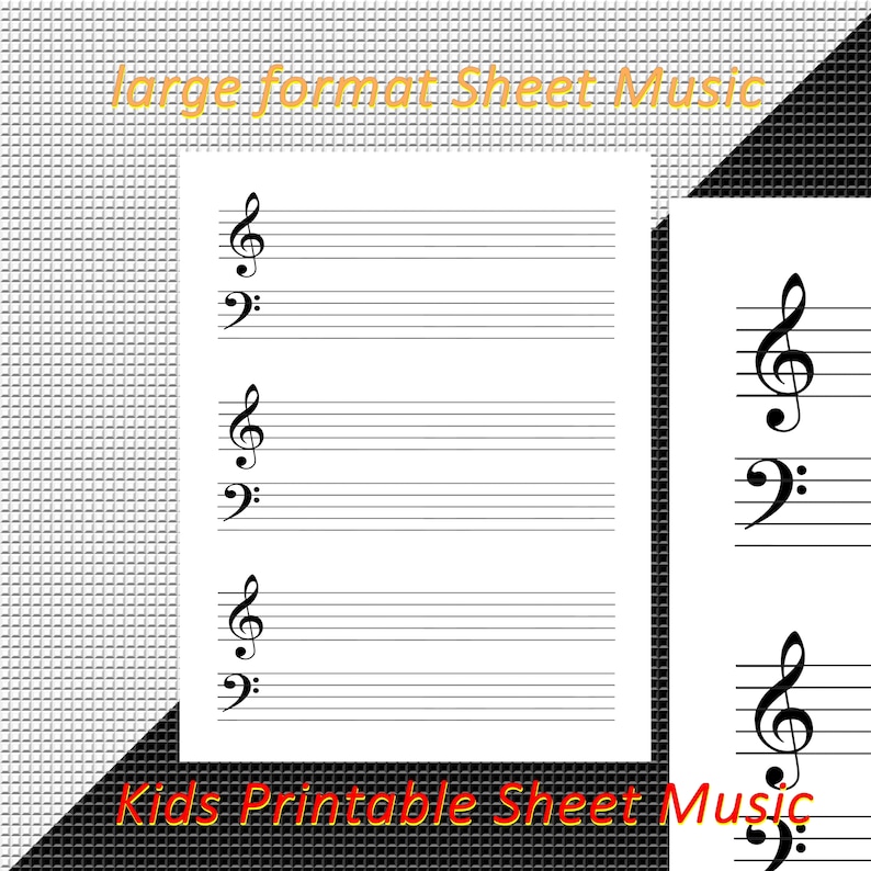 Kids Piano Sheet Music: Blank Staff Paper (letter/a4 PDF) - Etsy