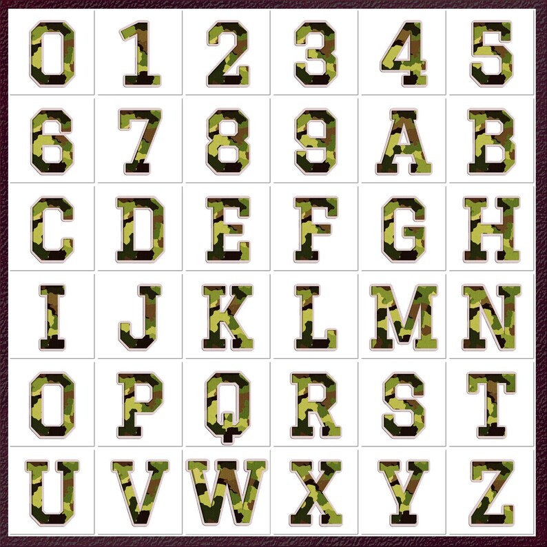 Camo Font PNG Bundle: Military Alphabet & Numbers Clipart (digital ...