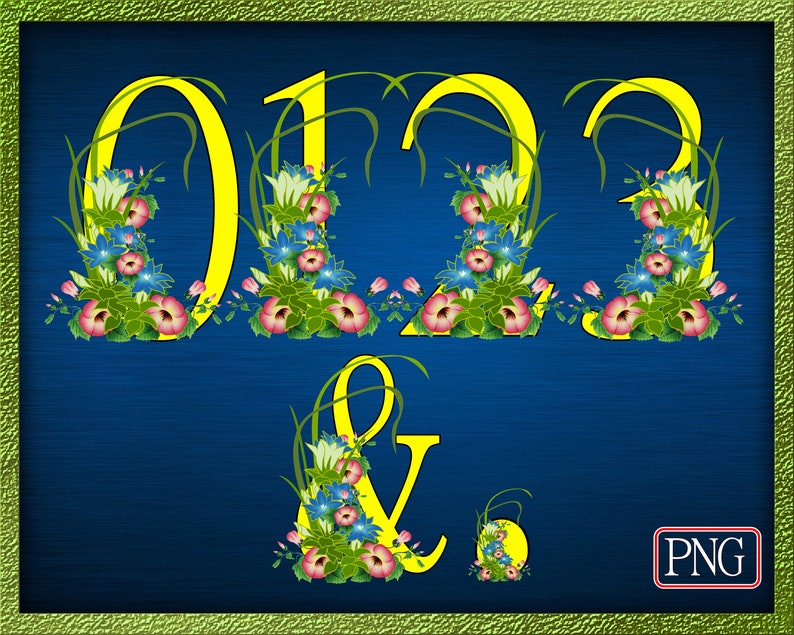 Wildflower Alphabet Clipart: Floral PNG Letters, Numbers (digital ...