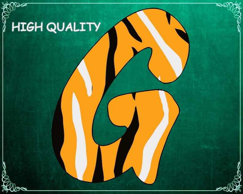Tiger Pattern Alphabet Svg Clip Art Tiger Letters Png Animal - Etsy