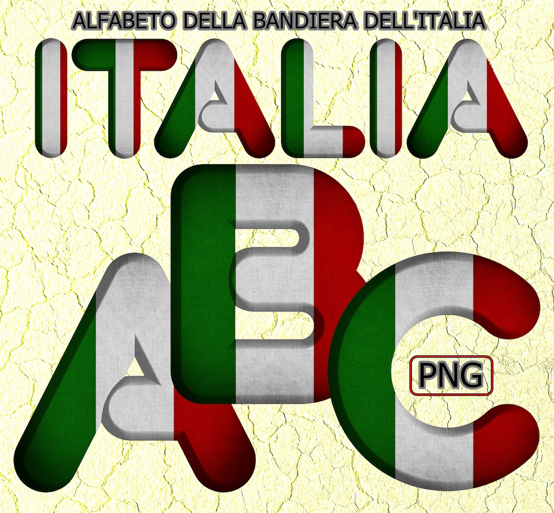Italian Flag Alphabet & Numbers: 3D Fabric Texture PNG Set (digital ...